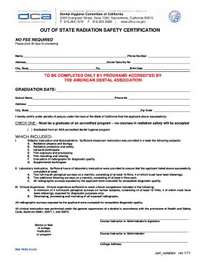 Fillable Online Dhcc Ca Out Of State Radiation Safety Certification