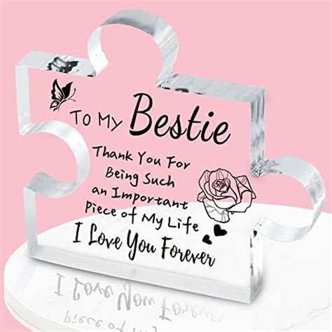Amazon Bestie Gifts For Women Engraved Puzzle Shape Acrylic