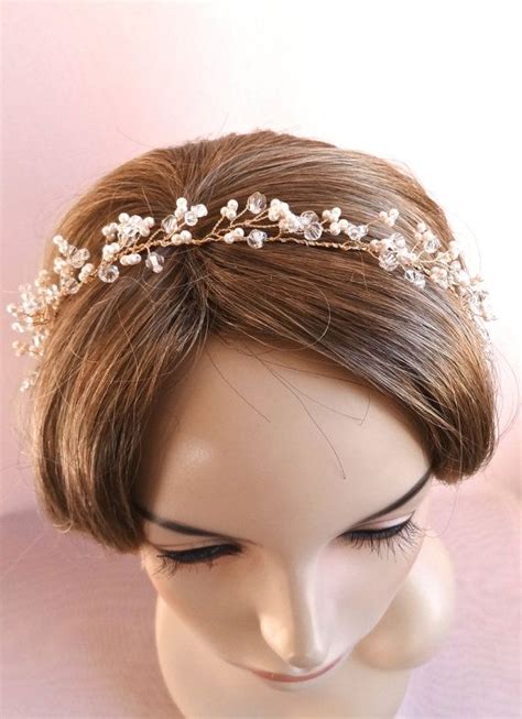 Bridal Hair Vine Pearl Boho Wedding Headpiece Crystal Bridal Etsy