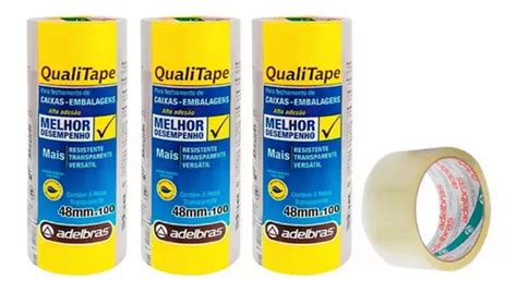 Kit 15 Rolos De Fita Qualitape Transparente 48x100 Parcelamento