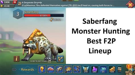 Lords Mobile Saberfang Monster Hunting Best F2P Heroes Lineup YouTube