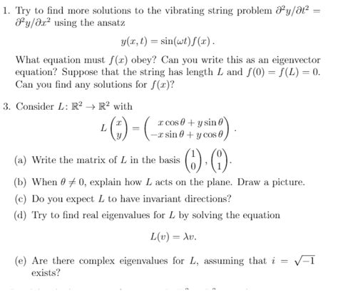 solved try to find more solutions to the vibrating string