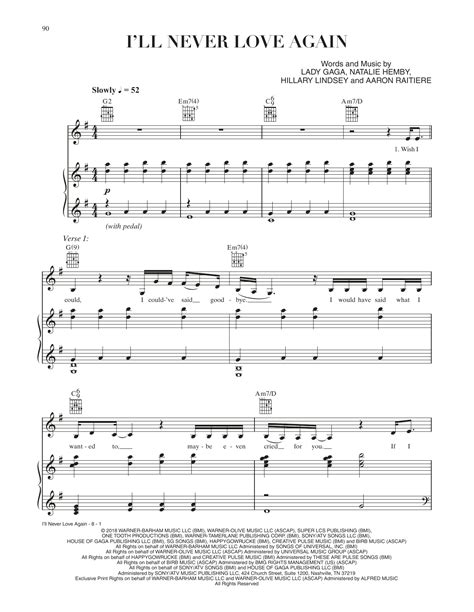 I Ll Never Love Again From A Star Is Born By Lady Gaga Sheet Music