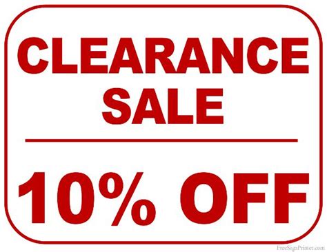 Printable 10 Percent Off Clearance Sale Sign Clearance Sale Sign For