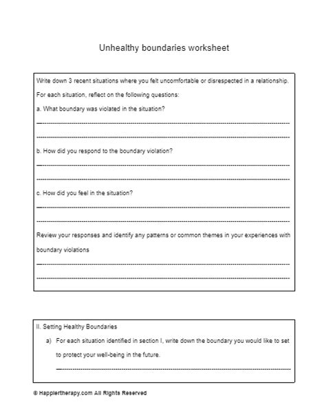 Types Of Personal Boundaries Boundaries Worksheet Boundaries Etsy