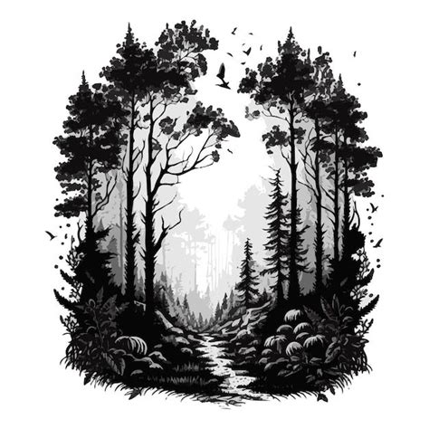 Premium Vector Forest Watercolor Painting Forest Tattoos Dark