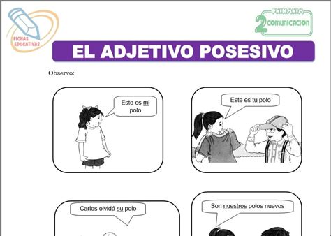 El Adjetivo Posesivo Para Segundo De Primaria Fichas Educativas