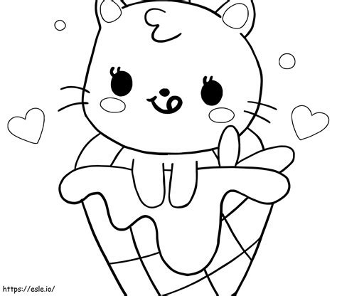 Kawaii Katze Im Eis Ausmalbilder