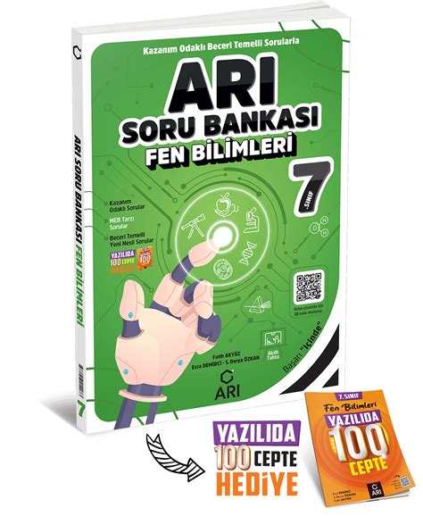 7 Sınıf Fen Bilimleri Arı Soru Bankası Yazılıda 100 Cepte Hediyeli
