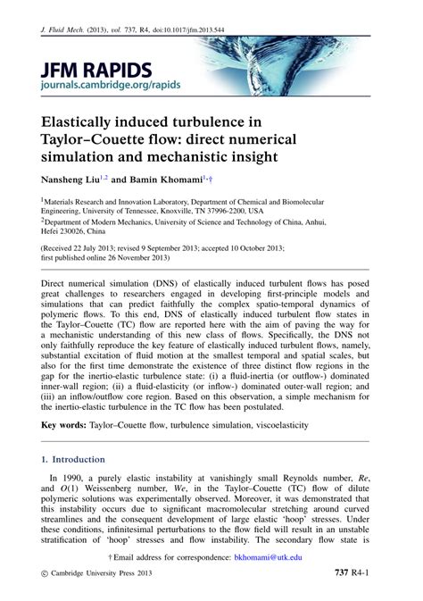 pdf elastic turbulence in taylor couette flow of dilute polymeric solutions a direct