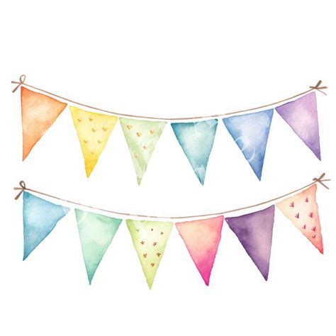 Wimpelkette Clipart Bundle Geburtstag Aquarell Clipart JPGs Sofortiger