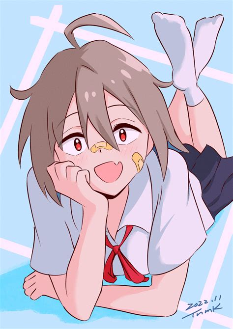 Safebooru 1girl D Absurdres Ahoge Artist Name Bandaid Bandaid On Cheek Bandaid On Face