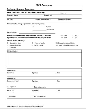 Salary Increase Request Form Fill Online Printable Fillable Blank