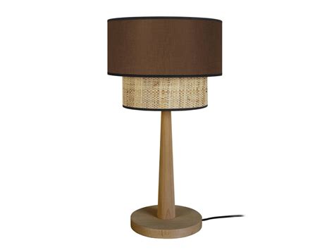 COCHIN Lampe de chevet droit bois foncé et marron