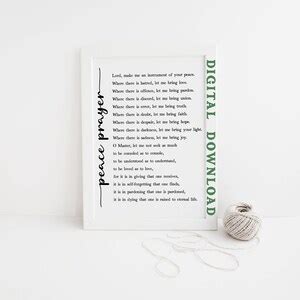 St Francis Of Assisi Prayer For Peace Catholic Prayer Print Etsy