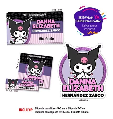 Etiquetas Escolares Personalizadas Kuromi Mod Meses Sin Inter S