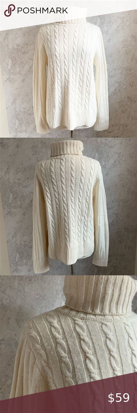 J Crew Ivory Cable Knit Turtleneck Sweater XXL Sweaters Cable Knit
