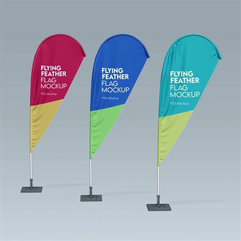Free Teardrop Feather Flag Mockups Psd Set Psfiles