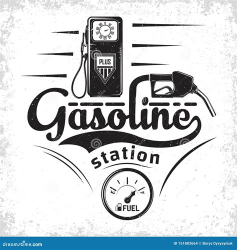 Projeto Do Emblema Do Posto De Gasolina Do Vintage Ilustração do Vetor