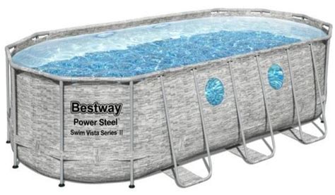 Bestway Power Steel Swim Vista Pool Komplett Set Oval Inkl