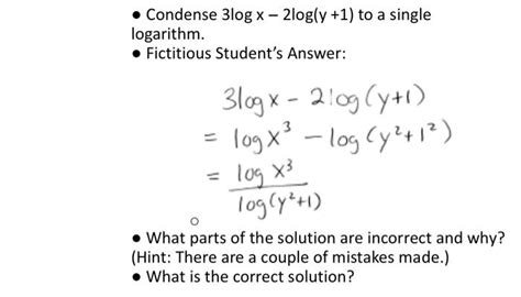 solved condense 3logx−2log y 1 to a single logarithm