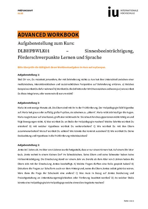 Aufgabenstellung Advanced Workbook Dlbhpbwlk 01 2 Seite 1 Von 2