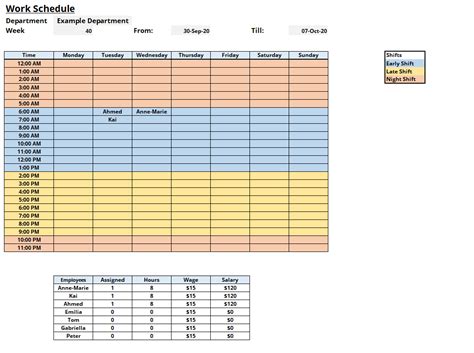 Excel Shift Schedule Template