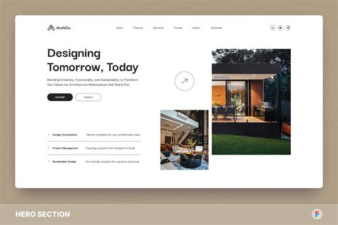 Arch Co Architecture Hero Section Figma Template Design Templates