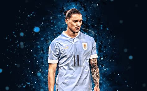 Descargar darwin núñez 4k luces de neón azul selección uruguaya de