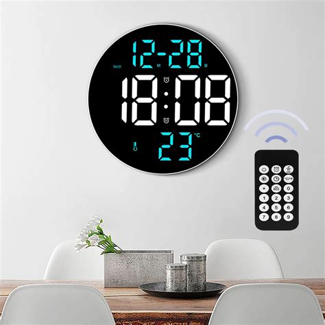 Horloge murale numérique LED avec télécommande affichage de la date