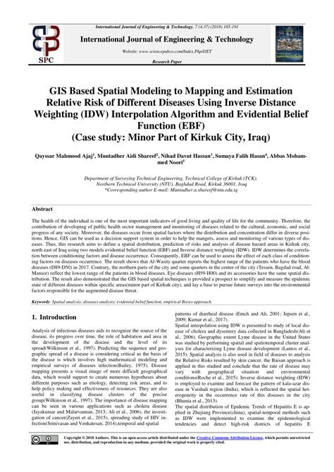 pdf gis based spatial modeling to mapping and estimation relative risk of different diseases