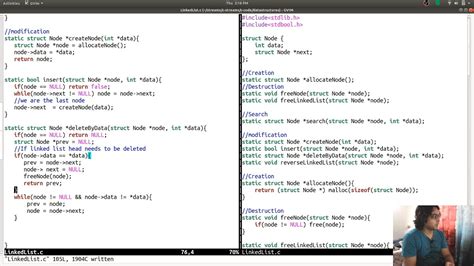 c live coding linked list insert search create and delete linked list youtube