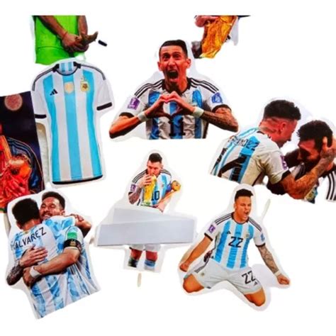 Adorno Torta Cake Topper X 15 Unidades Qatar Mundial Messi En Venta En