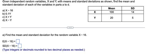 Solved Given Independent Random Variables X And Y With Chegg