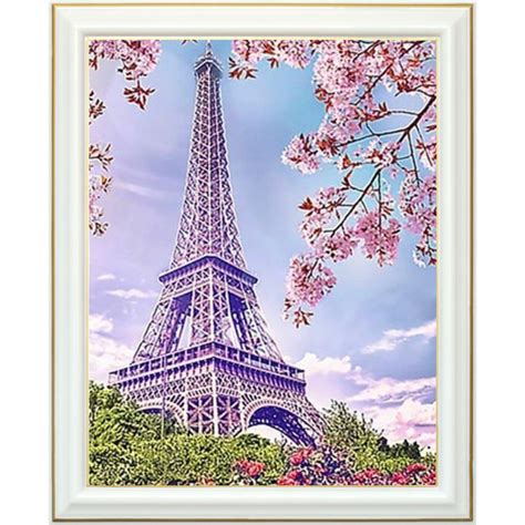 Broderie Diamant Tour Eiffel Et La Seine 40 X 50 Cm Lartera