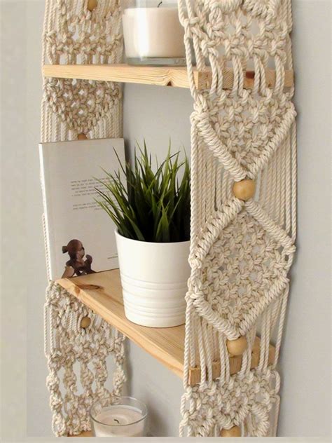 Unique Macrame Shelf Triple Hanging Shelf Wall Boho Chic Etsy