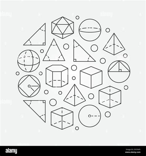 Trigonometry And Geometry Illustration Vector Round Outline Science
