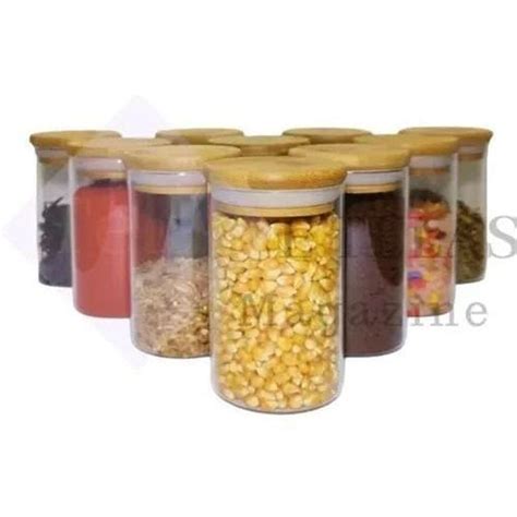 Kit 10 Potes Porta Mantimentos Vidro Tampa Bambu Casas Bahia