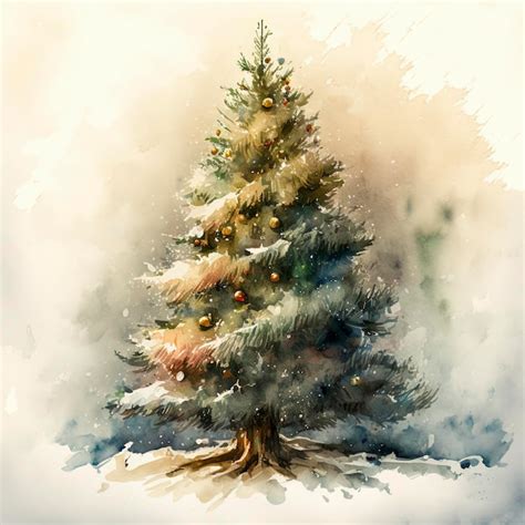 Premium Photo Watercolor Christmas Tree