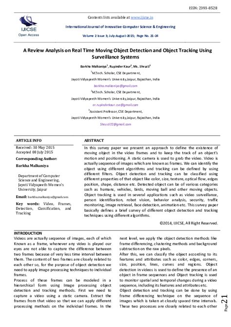pdf a review analysis on real time moving object detection and object tracking using