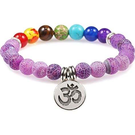 Qiuhong Shop Açık Mavi Trendy Bilezik Yoga 7 Çakra Siyah Lav Fiyatı