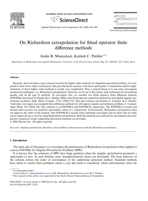 pdf on richardson extrapolation for fitted operator finite difference methods
