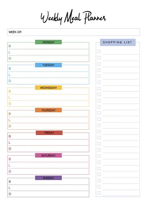 ᐈ Free Printable Meal Planner Templates PDF WORD