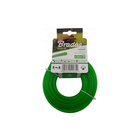 Żyłka tnąca do podkaszarek i kos 3 mm x 15 m zielona okrągła Bradas