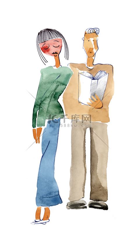 害羞的女孩和害羞的男人高清摄影大图 千库网