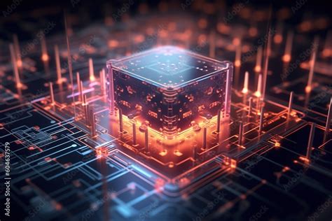 Abstract Futuristic Quantum Computer Futuristic Microchip Processor