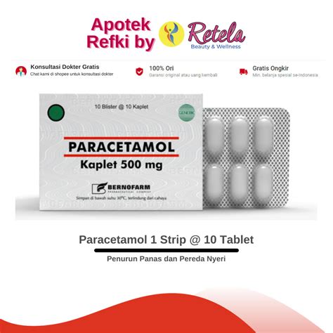 Jual Paracetamol 500 Mg 1 Strip 10 Tablet Meringankan Sakit Kepala