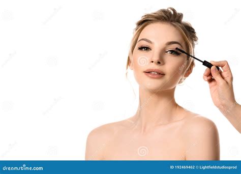 Hand With Mascara Near Naked Beautiful Stock Photo Image Of