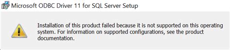 Windows ODBC Driver 11 For SQL Server Not Supported Stack Overflow