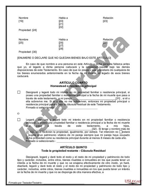Elizabeth New Jersey Formulario de última voluntad y testamento legal